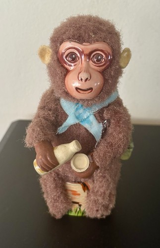 Vintage Alps 1950's Wind-up Thirsty Monkey Milk Drinking Monkey Toy | eBay