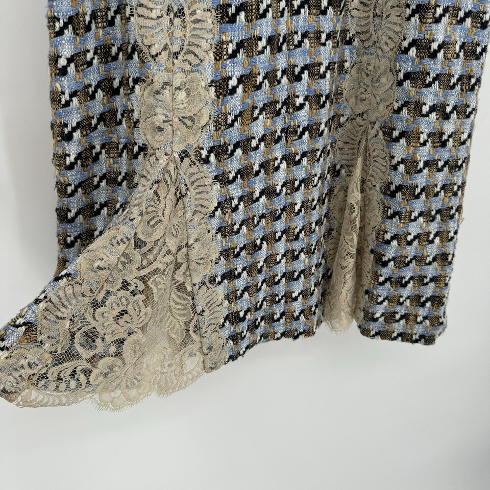 Y2K ETCETERA Tweed Lace Strap Fit And Flare Dress Blue Houndstooth Women’s 8 | eBay