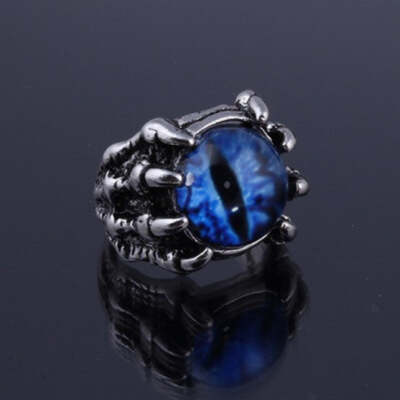 Blue Monster Eye Silver Ring | eBay