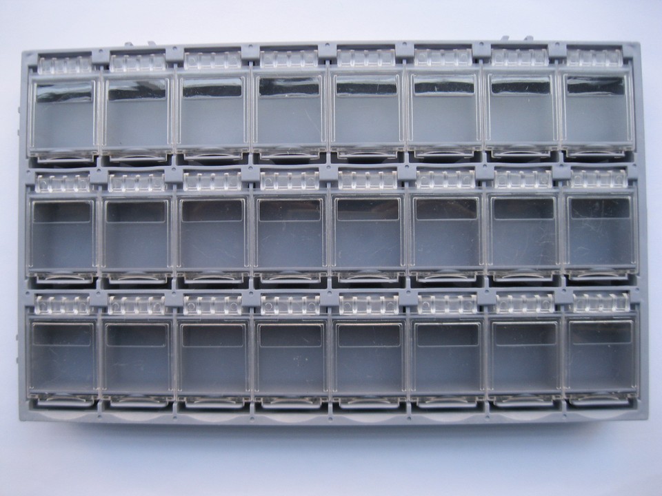 2 pcs SMD SMT Electronic Component Mini Storage Box 24 Grid Grey Color ...