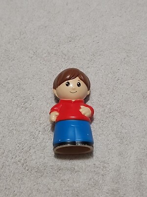 MEGA BLOKS PEOPLE BOY FIGURE RED SHIRT BROWN HAIR TOY FIGURINE ...