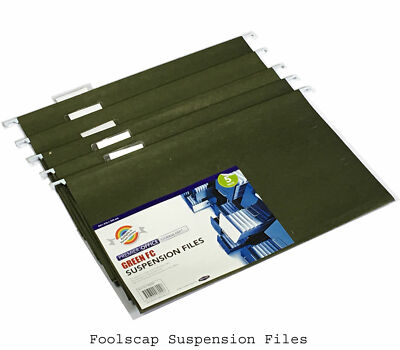 FOOLSCAP Suspension Files With Tabs & Inserts 40cm Runner Heavyweight 5 ...