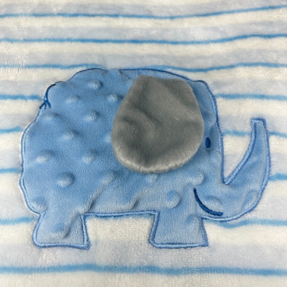 A D Sutton Blue Stripe Minky Dot Elephant Baby Blanket I Love You Satin ...