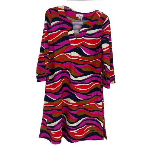 JUDE CONNALLY Dress Stretch Pink Brown Geo Print Tunic Dress Size ...