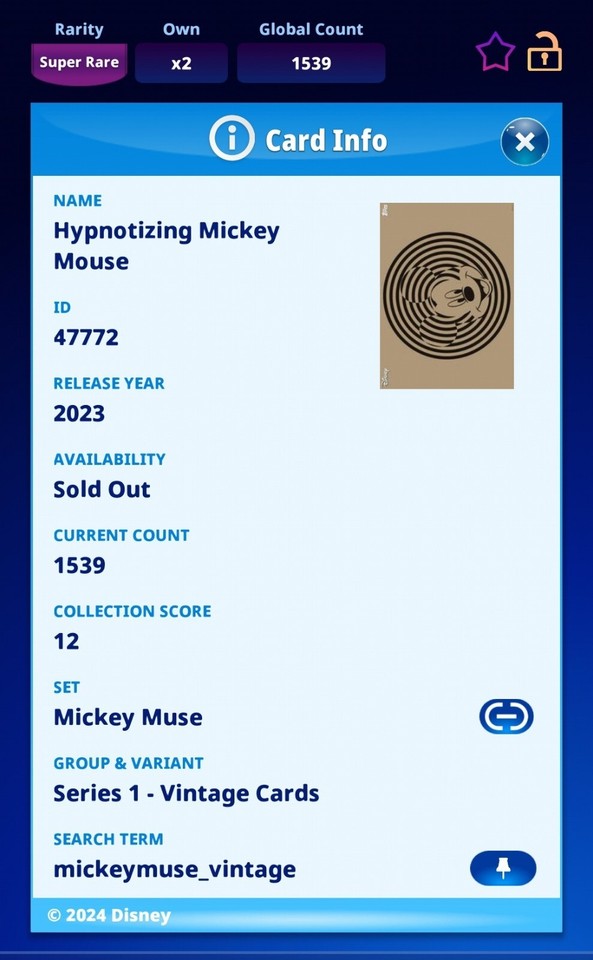 Topps Disney Collect Digital Mickey Muse Vintage HYPNOTIZING MICKEY ...