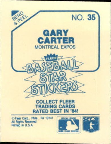 1985 Fleer Star Stickers #35 Gary Carter - NM-MT | eBay