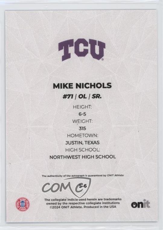 2024 Texas Christian University Horned Frogs Signature Series Mike ...