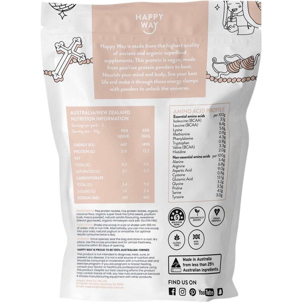 Happy Way Vegan Protein Powder Vanilla 60g (Pack of 6) | eBay Australia