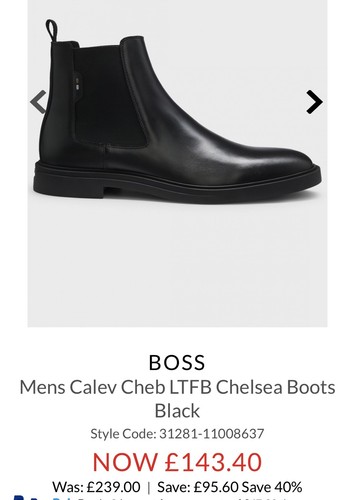 £239rrp Hugo Boss Calev Cheb Black Leather Pull On Chelsea Ankle Boots ...
