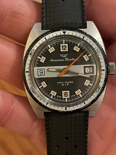 American Heritage Basis Swiss Made KIF 50m Skindiver Worldtimer Vintage ...