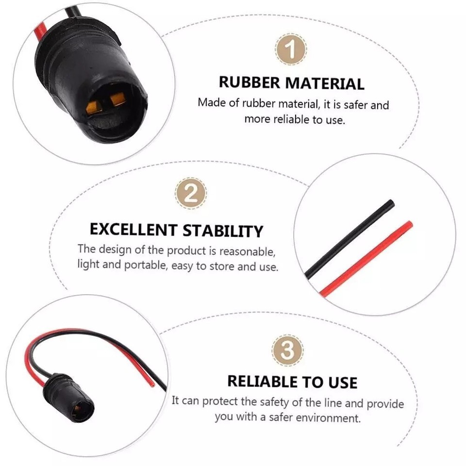 1x Light Bulb Extension Wiring T10 168 194 W5W Female Socket Connector ...