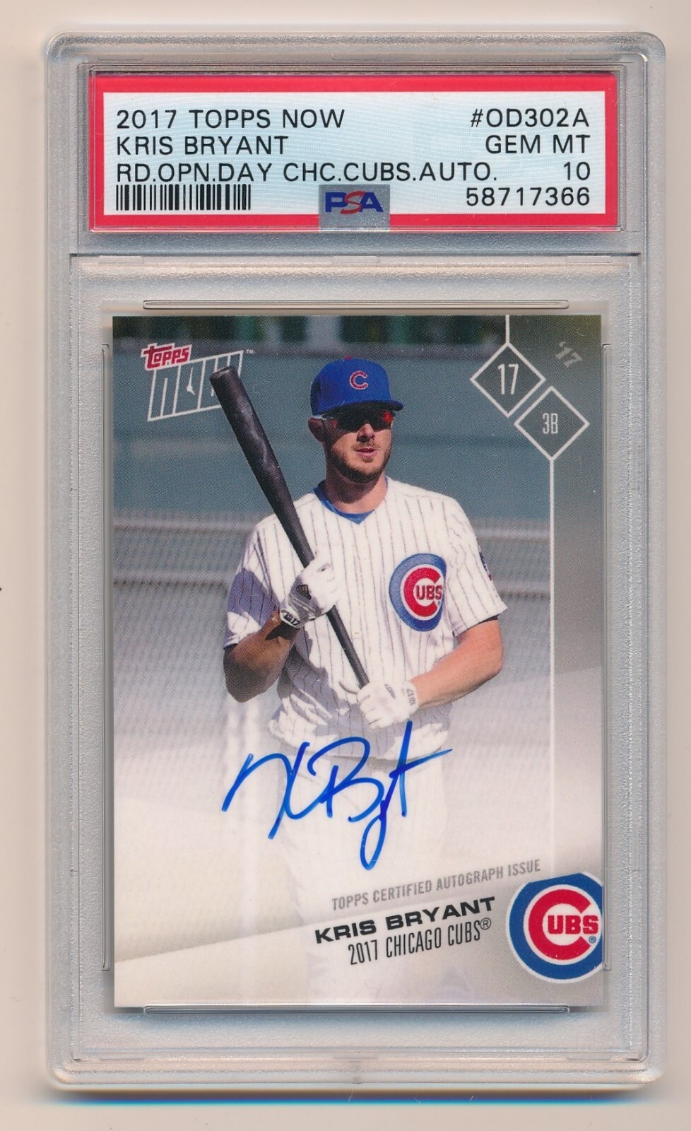 2017 Topps Now Kris Bryant Autograph Road to Opening Day PSA 10 Gem ...