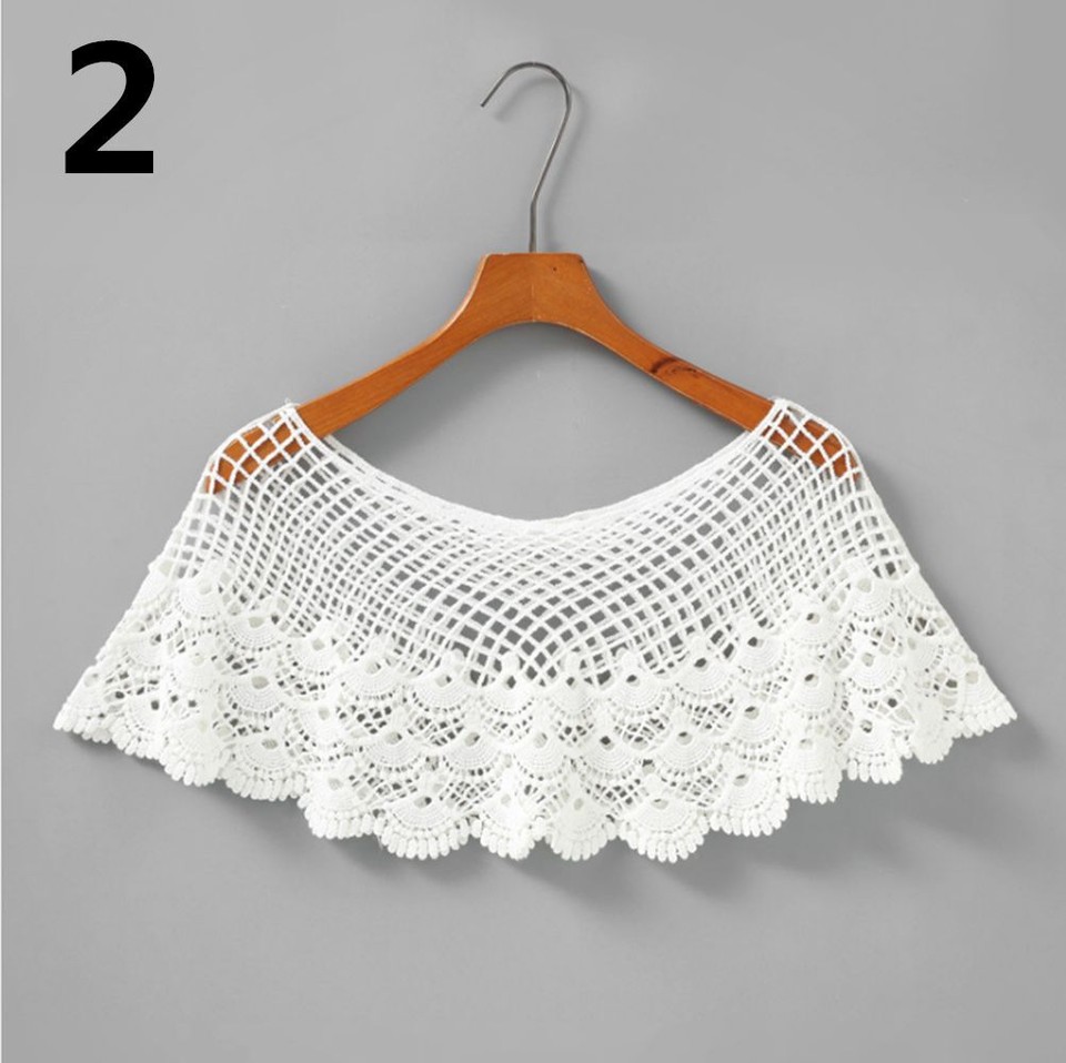 Female Empty Lace Shrug Poncho Crochet Knit Cape Smock Shawl | eBay ...