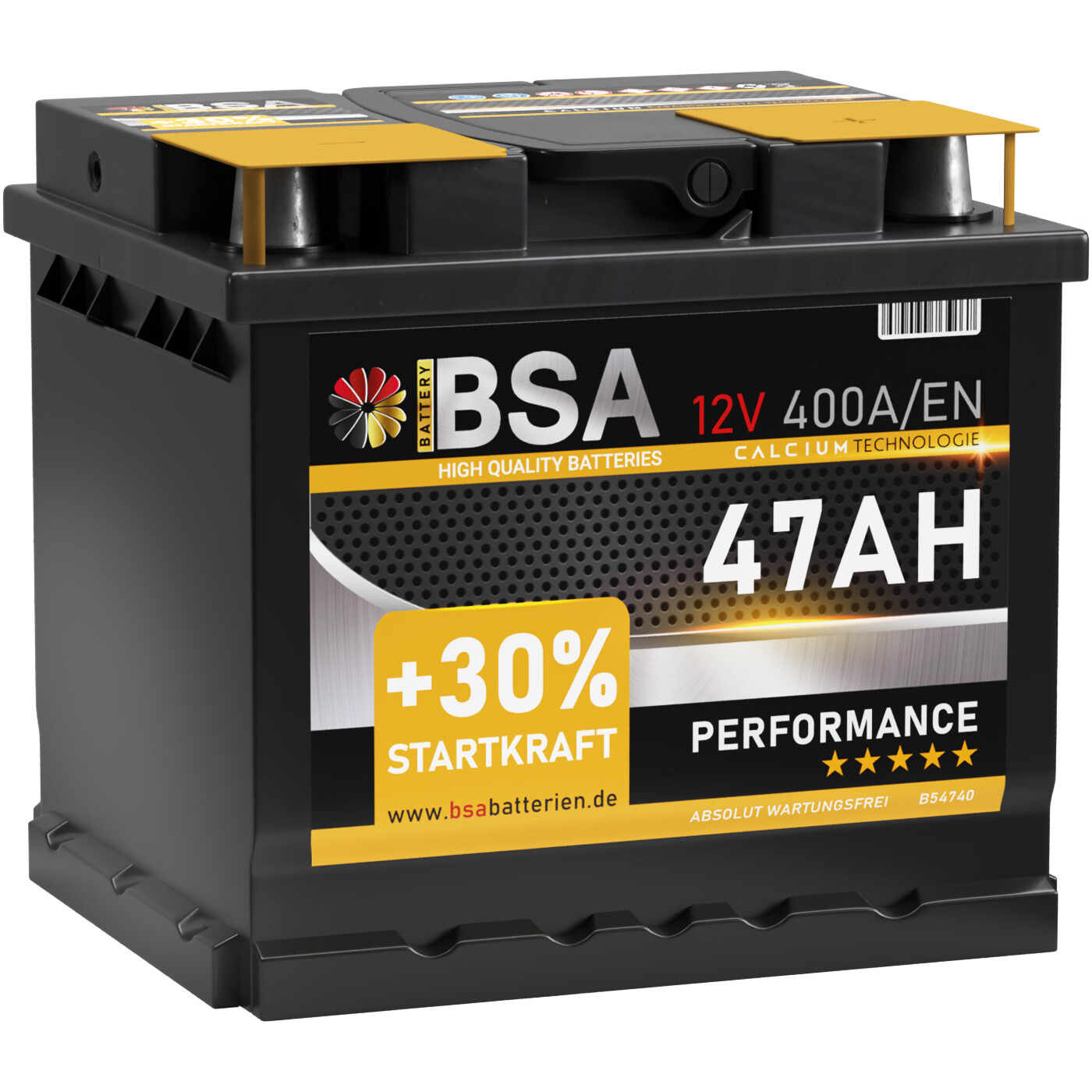 BSA Autobatterie 47Ah +30% mehr Startkraft ersetzt 44Ah 45Ah 46Ah 50Ah ...