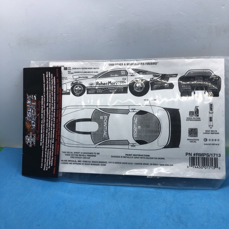 Reher Morrison Pontiac Firebird Pro Stock Slixx DECAL SHEET 1:25 LBR ...
