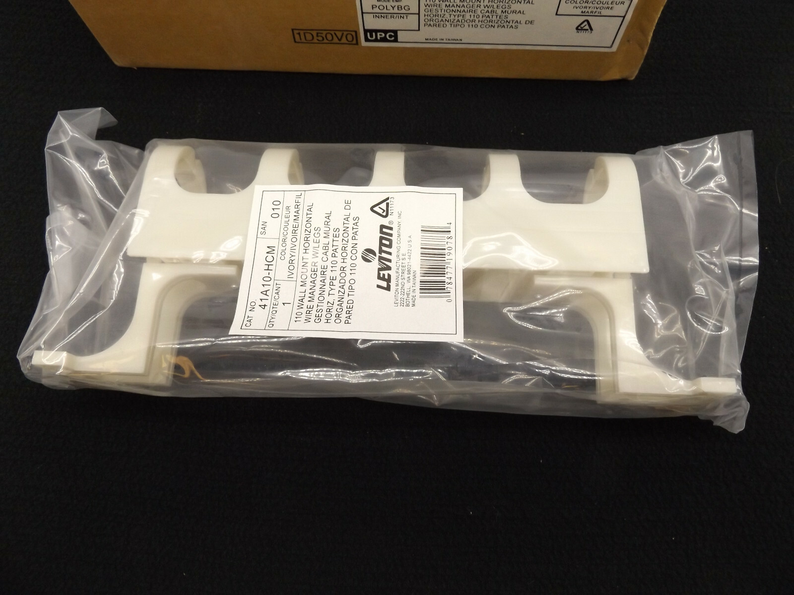 Leviton 41A10-HCM, 110 wall-mount horizontal wire manager w/legs - Lot ...