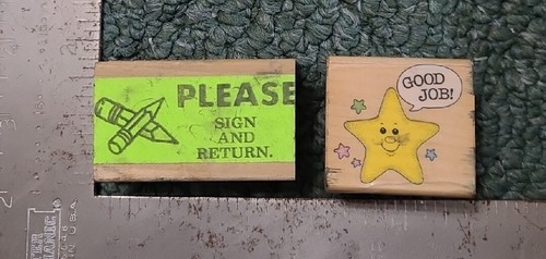 Please Sign, Good Job Star, two stamps, Hero Arts C265, used, Teacher ...