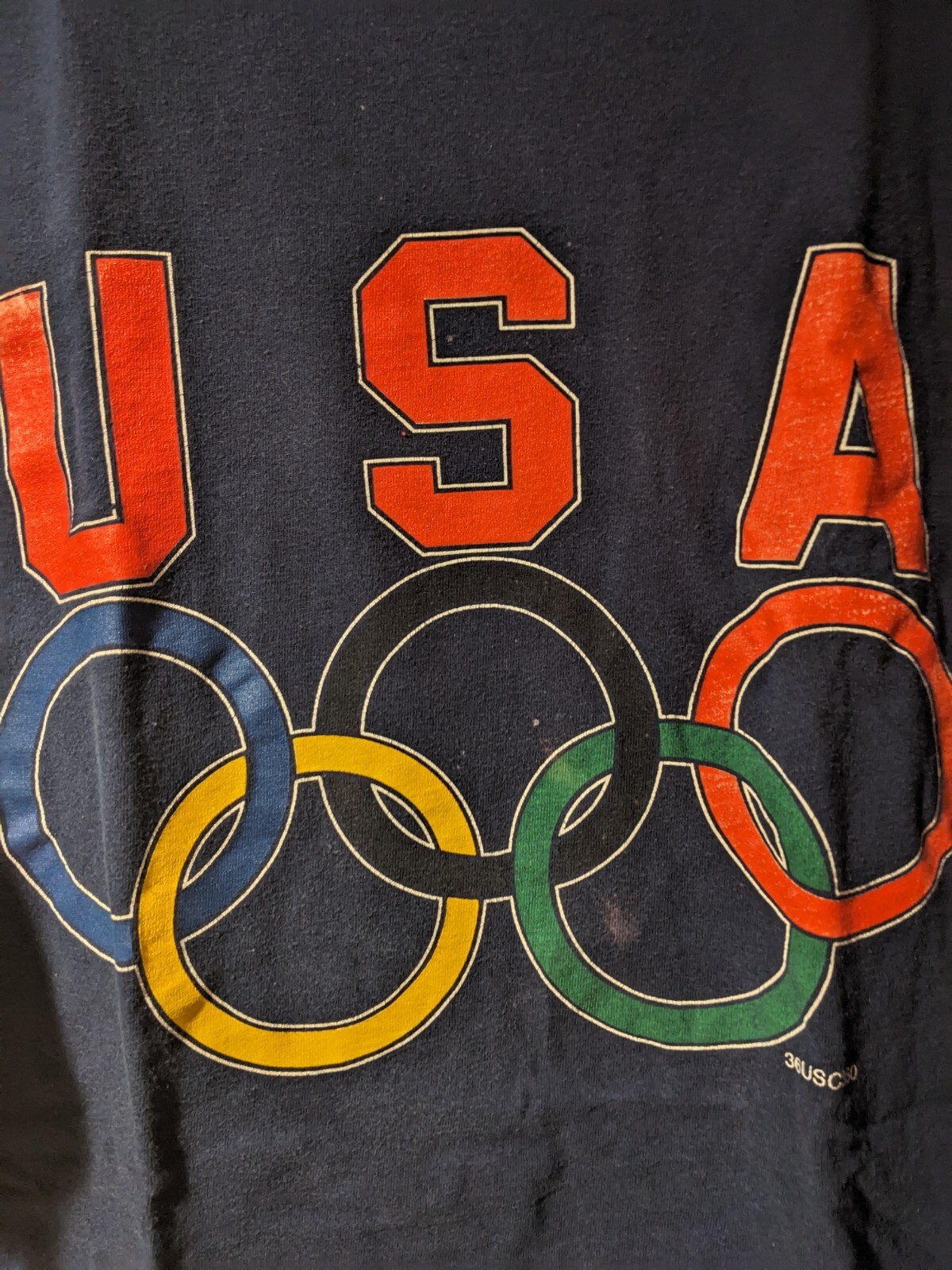 Vintage 90s USA Olympic Rings Blue X-Large T-Shirt - Gem
