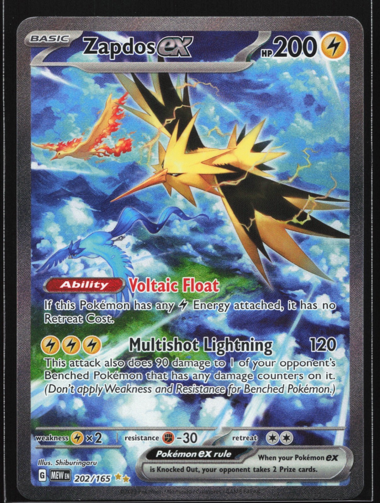 Zapdos ex 2023 Scarlet & Violet: 151 #202/165 Special Illustration Rare ...