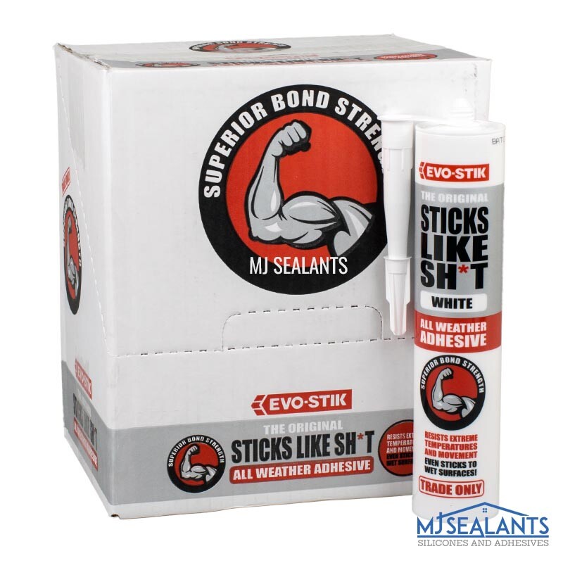 12x Evo-Stik Sticks Like Sh*t All Weather Adhesive Sealant White or ...