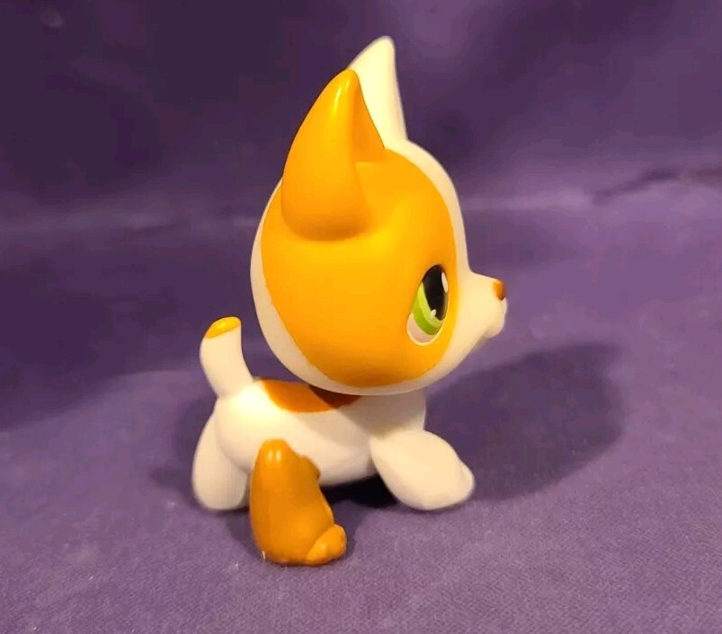 Authentic Littlest Pet Shop #127 German Shepherd Dog White Orange Green ...