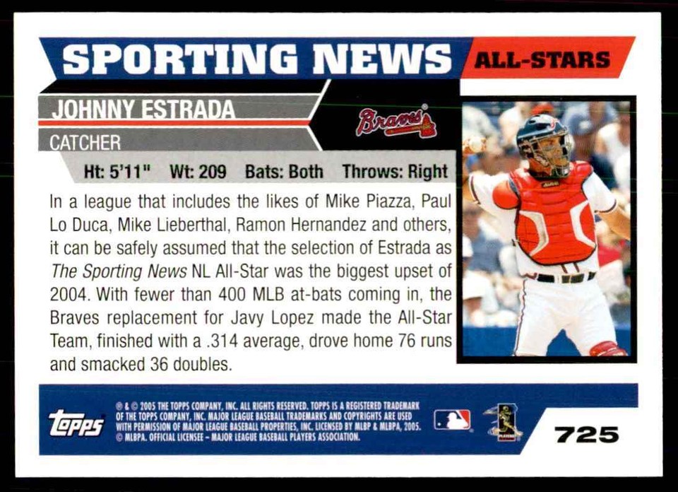 2005 Topps Johnny Estrada Baseball Cards #725 | eBay