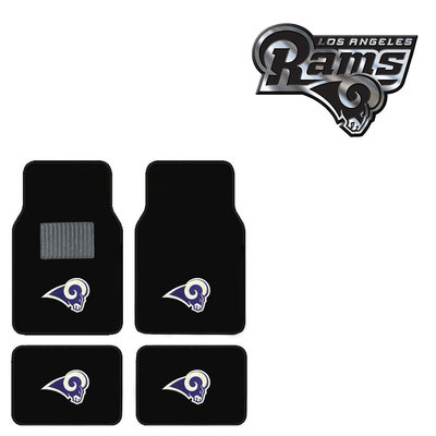 New 5pc NFL Los Angeles LA Rams Car Truck Floor Mats & Chrome Emblem ...