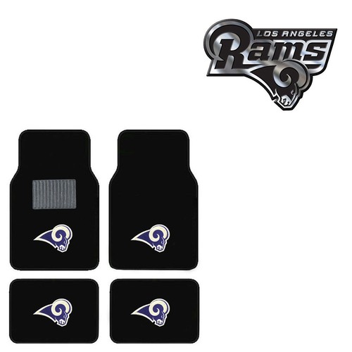 New 5pc NFL Los Angeles LA Rams Car Truck Floor Mats & Chrome Emblem ...