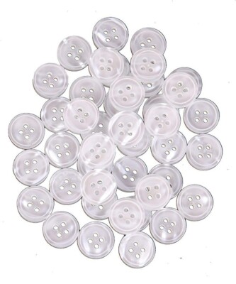 White Plain Buttons 4 Hole Button for Shirts, Sewing, Knitting PACK OF ...