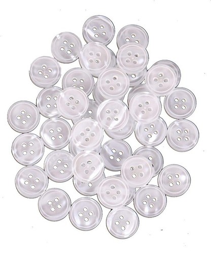 White Plain Buttons 4 Hole Button for Shirts, Sewing, Knitting PACK OF ...