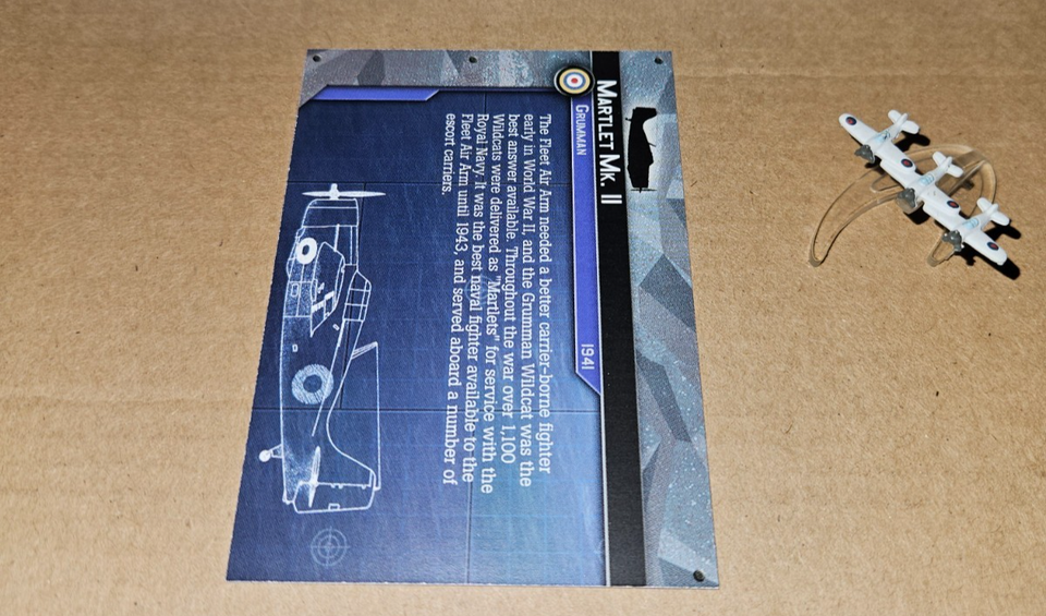 Axis & Allies War At Sea Flank Speed Martlet Mk.II 9/40 With Card ...