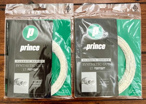 2 Sets- Prince Synthetic Gut 17 DURAFLEX White 40ft 12.2m String, Made ...