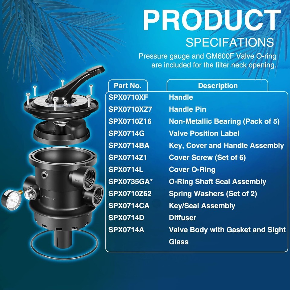 For Hayward Sand Filter SP714, SP714B, SP714A SP0714T Top-Mount Multi ...