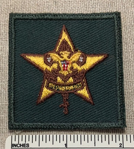 VTG STAR SCOUT Boy Scouts Rank Badge PATCH on EXPLORER GREEN Twill CE ...