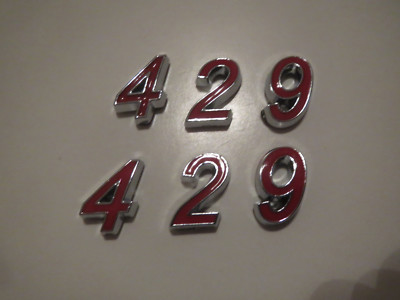 Ford 429 Hood Scoop Fender Trunk Engine ID Emblems Set Red