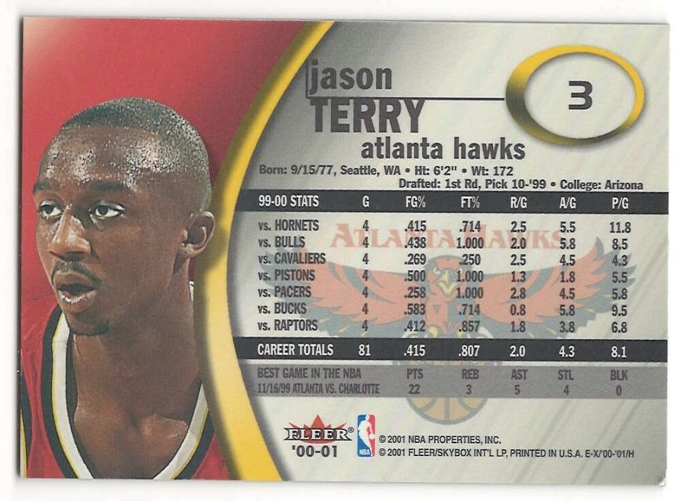 JASON TERRY 2000-01 Fleer E-X #3 Hawks ID:3220 | eBay