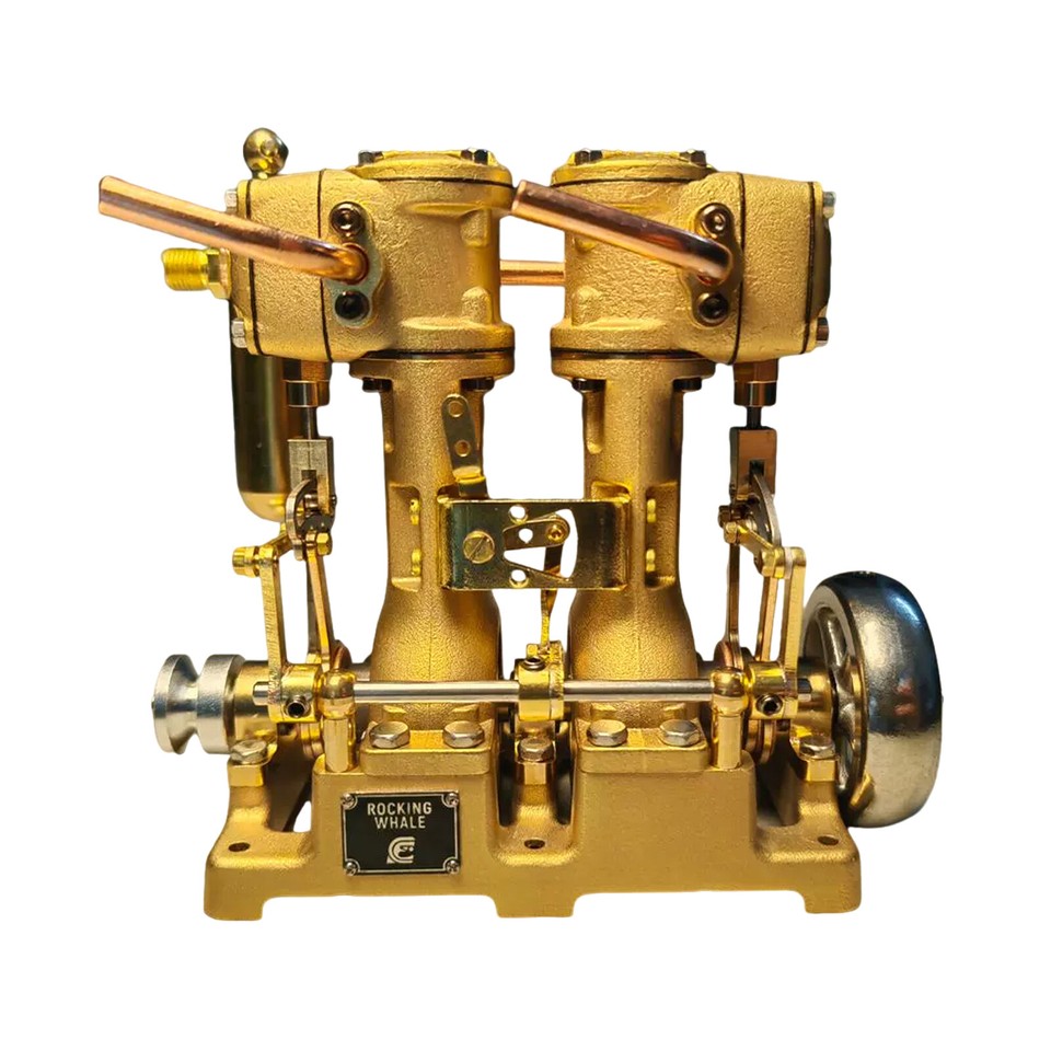 Powerful L2 Retro Steam Engine Model Dual Cylinders Die-cast Brass ...