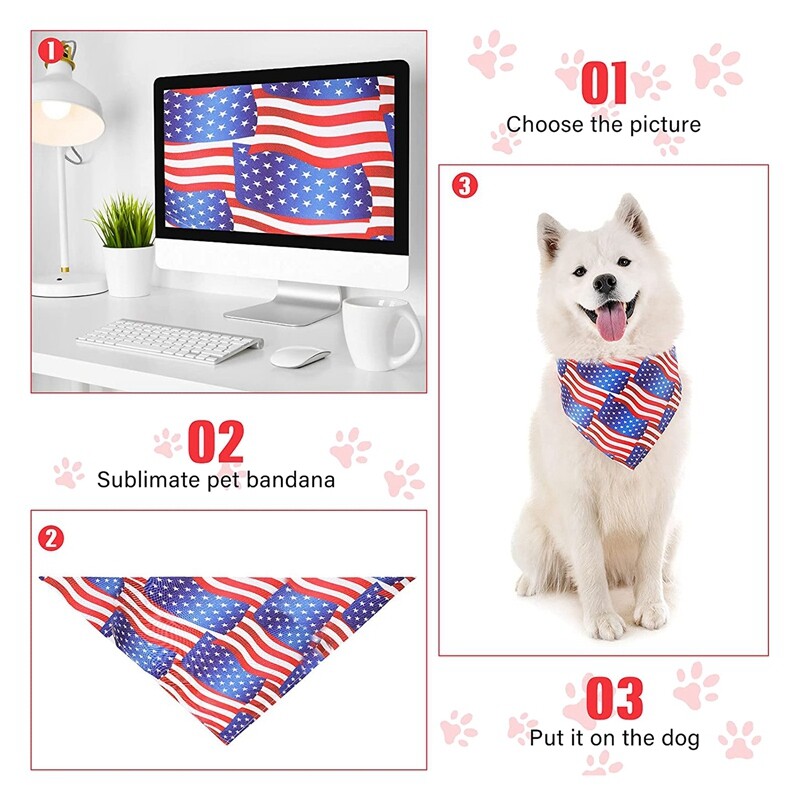 30 Pcs Sublimation Blank Pet Bandana Heat Transfer Washable DIY e Do ...