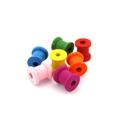 Spool Wood Beads 14mm x 13mm - Assorted Rainbow Colors - 25 Beads ...