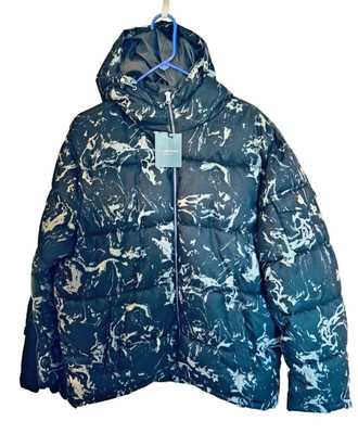 NWT Airwalk Black White Marbled Puffer Jacket Ski Coat Hooded Zip Big ...