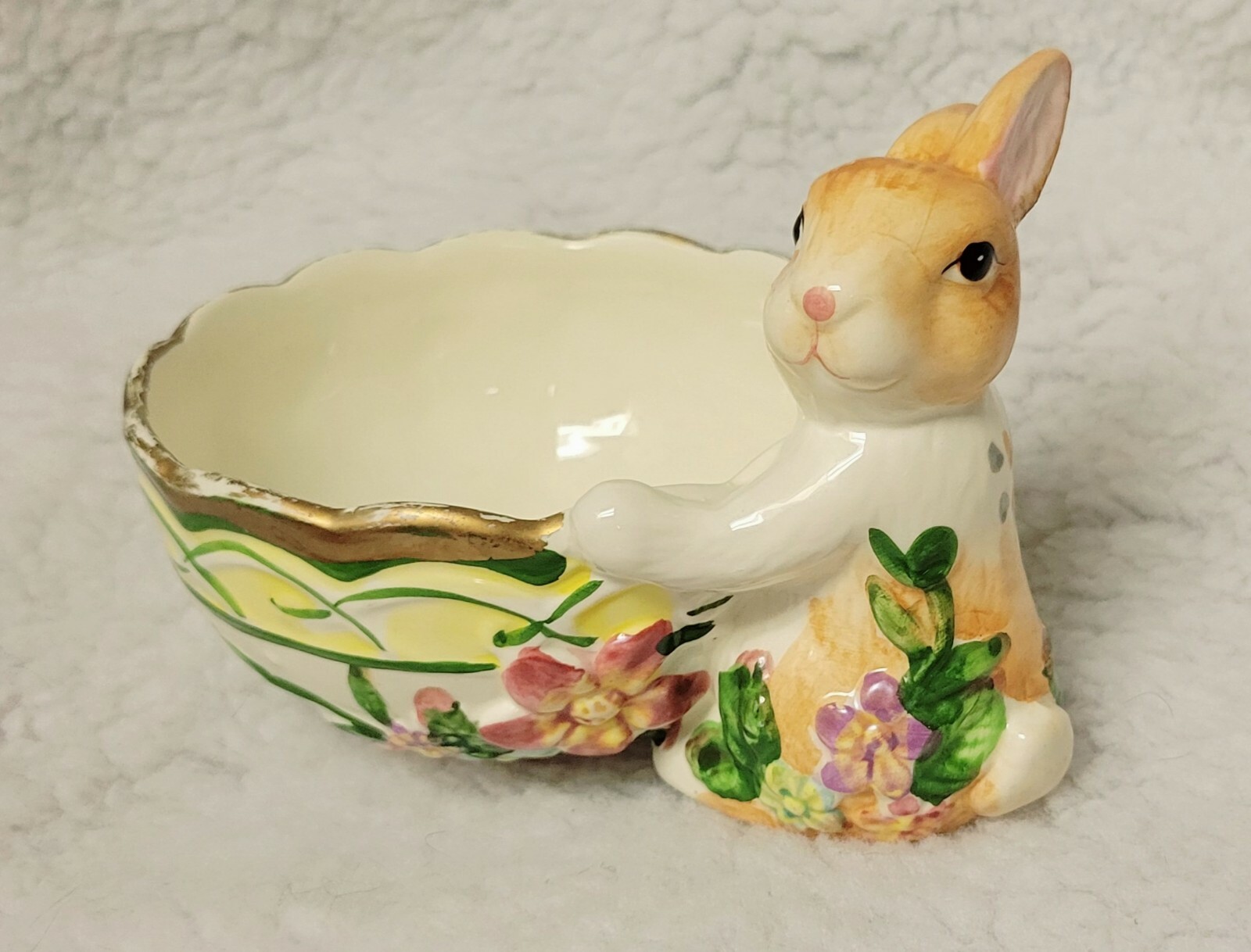 Nantucket Ceramic Bunny Planter Dish Handpainted Easter Spring Floral ...