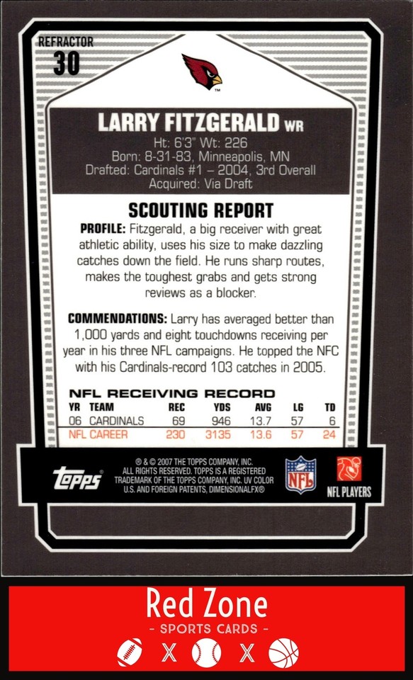 2007 Topps Draft Picks & Prospects - #30 Larry Fitzgerald EX+. | eBay
