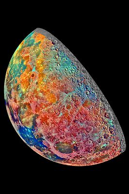 Poster, Many Sizes; False-Color Mosaic Of The Moon Taken By Galileo ...