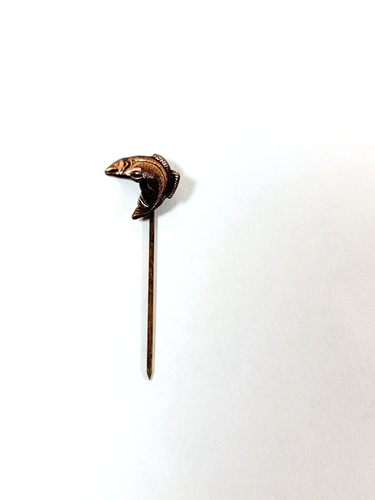 Vintage Salman Fish Stick Pin Pinback Copper/Gold Colored Metal Unknown ...
