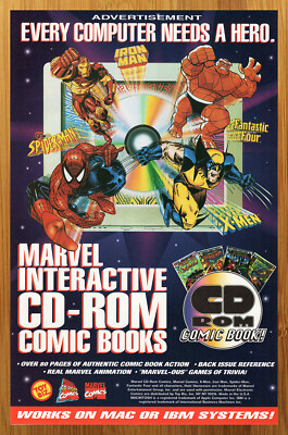 1995 Marvel CD-ROM Comics Vintage Print Ad/Poster X-Men Spider-Man ...