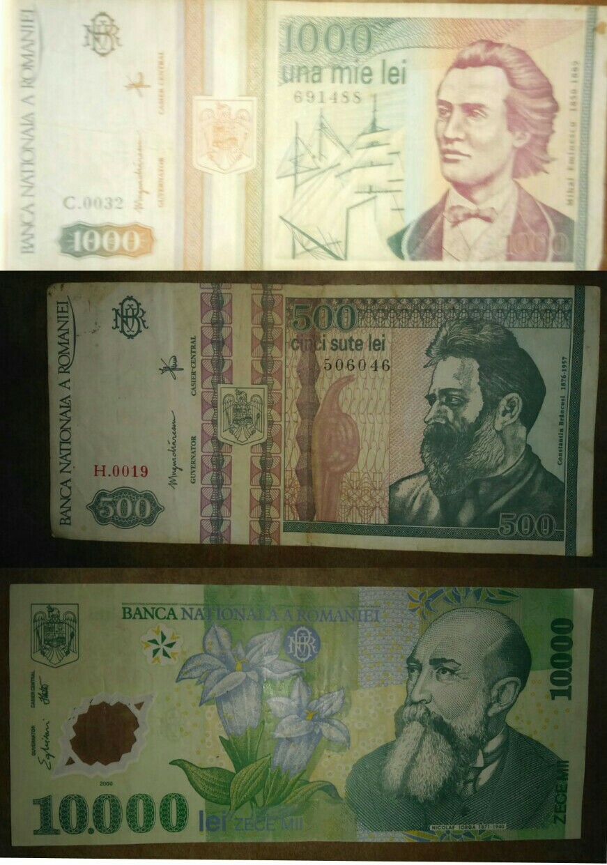 1000 Lei 1993 & 10000 Lei 2000 &500 lei 🇷🇴Romania Banknote Paper Money ...