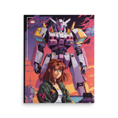 Neon Nostalgia: 90s Anime & Mech Fusion - Retro Wall Art Poster | eBay