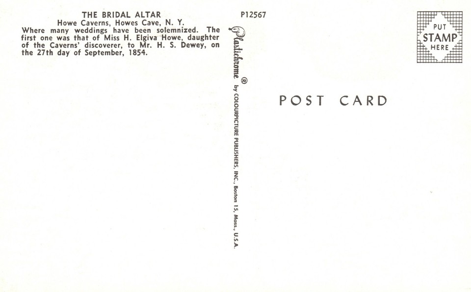Postcard The Bridal Altar Howe Caverns Wedding Venue Howes Cave New ...