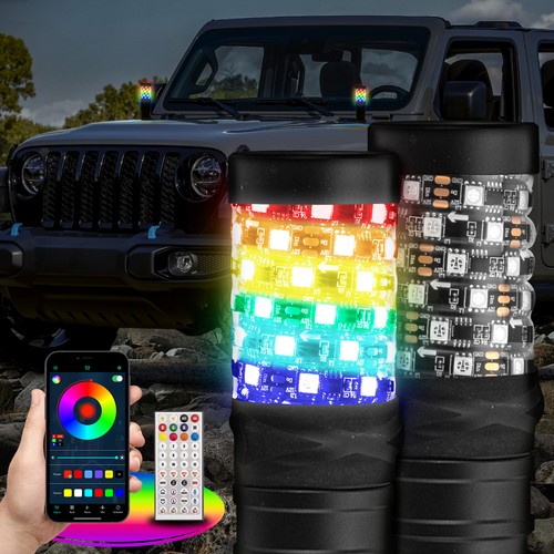 For Ram 1500 2500 3500 - 2X 0.7FT Spiral LED Fat Whip Lights Antenna ...