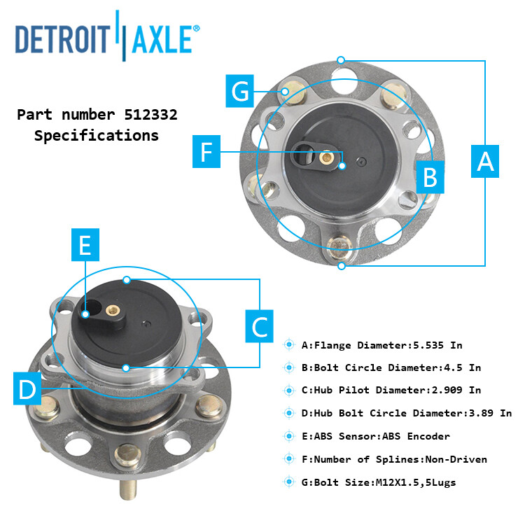 FWD Pair Rear Wheel Bearing Hubs Assembly for Dodge Avenger Caliber ...
